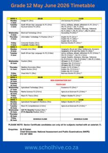 Grade 12 May June 2026 Timetable - School Hive